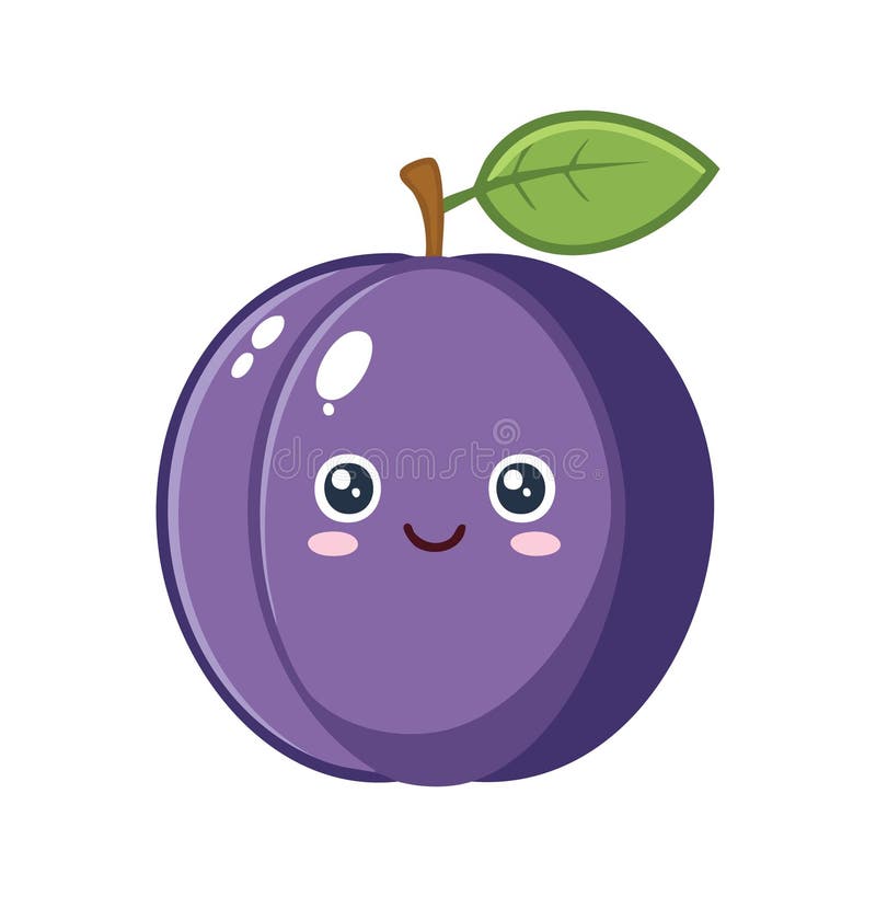 Cute Plum Fruit Illustration Stock Vector - Illustration of pear, fresh ...