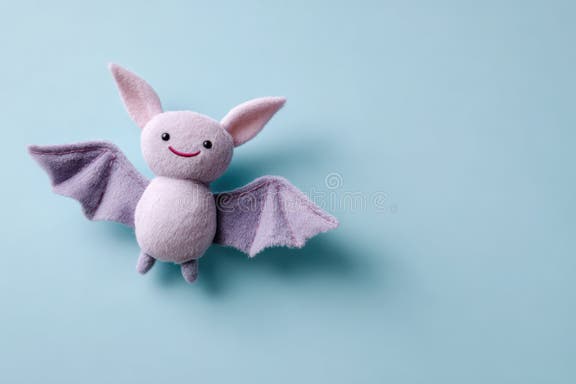 Cute Plush Bat Toy on Light Blue Background. Stock Photo - Image of ...