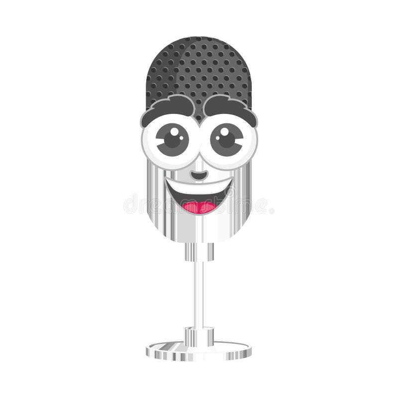 Cute Podcast Microphone Character Vector Stock Vector - Illustration of ...