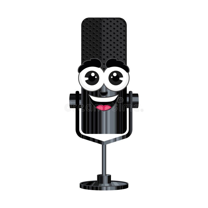 Cute Podcast Microphone Character Vector Stock Vector - Illustration of ...