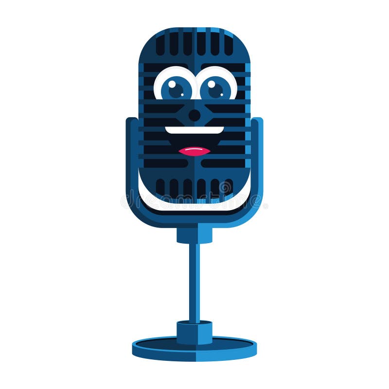 Cute Podcast Microphone Character Vector Stock Vector - Illustration of ...