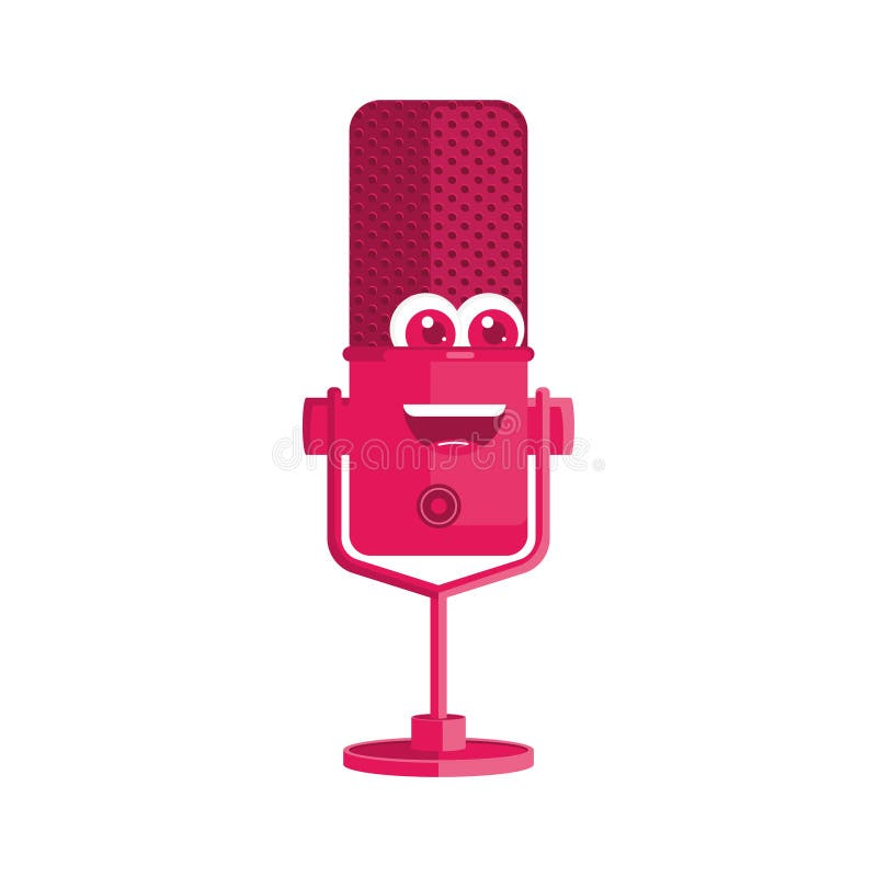 Cute Podcast Microphone Character Vector Stock Vector - Illustration of ...