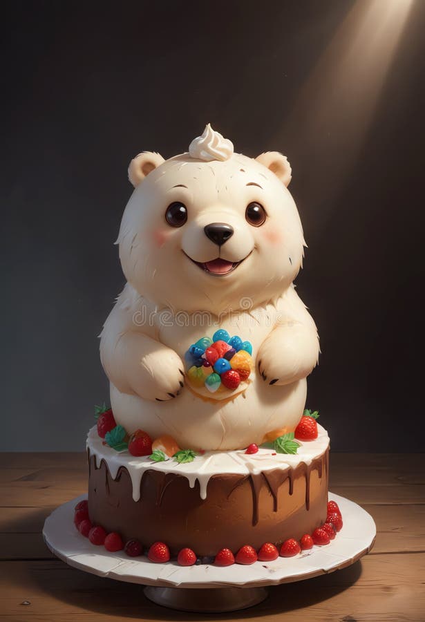 Cute polar bear cake stock illustration. Illustration of animal - 324536184