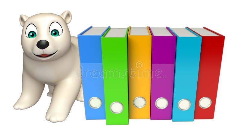 Cute Polar Bear Cartoon Character with Files Stock Illustration ...