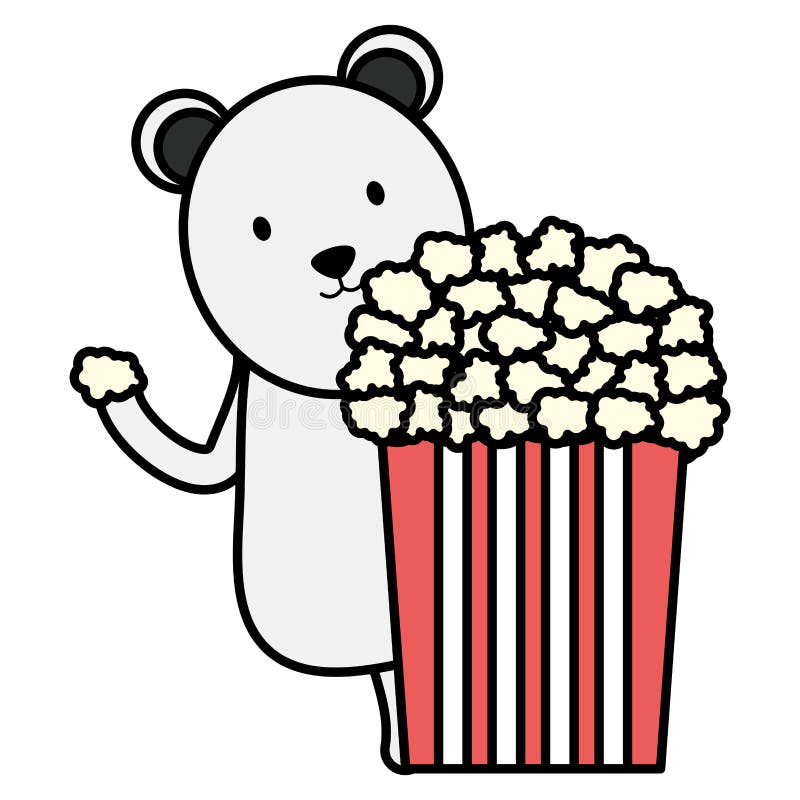 Cute Polar Bear with Popcorn Childish Character Stock Vector ...