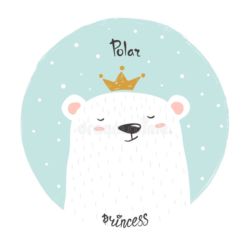 Cute Polar Bear Princess Vector Illustration Stock Vector ...