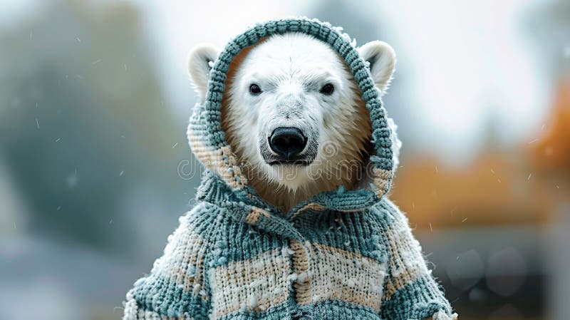 Cute Polar Bear Wearing Cozy Sweater. Generative Ai Stock Illustration ...