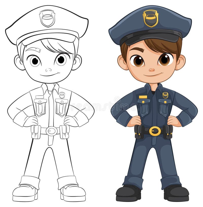 Cute Police Officer in Uniform Stock Vector - Illustration of ...