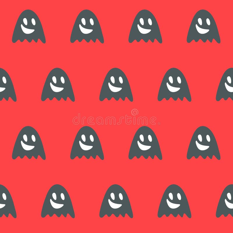 Cute Poltergeist Ghost Boo Red Seamless Pattern Stock Illustration ...