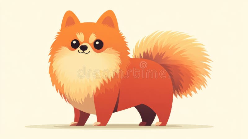 Cute Pomeranian Dog with Fluffy Tail and Bright Eyes on Light ...