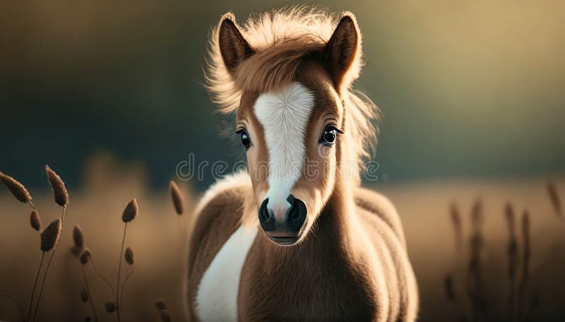 Cute Pony Portrait or Young Horse in Nature .ai Generated Stock ...