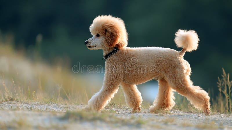Cute Poodle Walking, Side View Stock Image - Image of hairy, poodle ...
