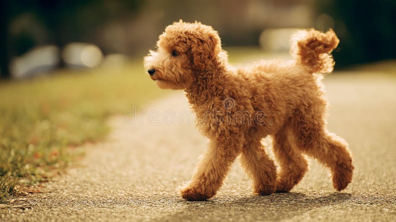 Cute Poodle Walking, Side View Stock Illustration - Illustration of ...