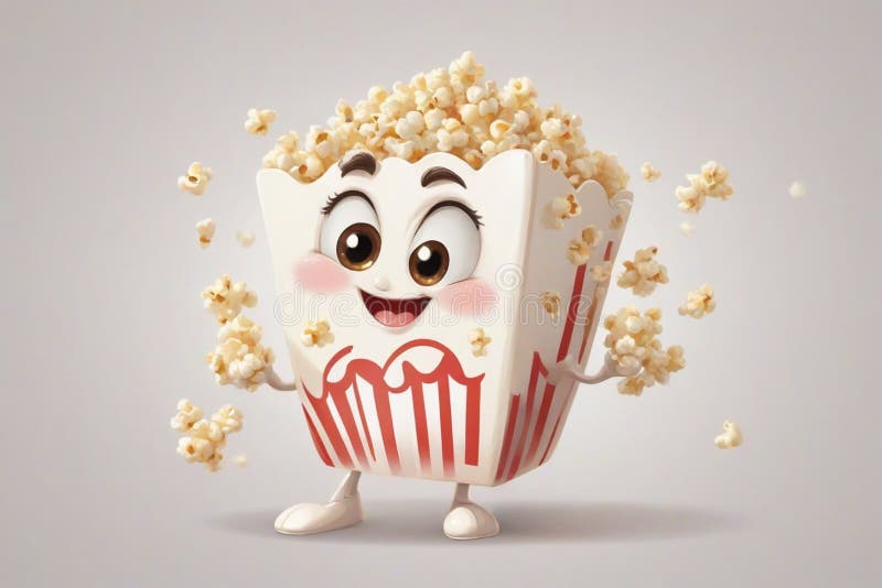 Cute Popcorn Character in Different Poses Stock Illustration ...