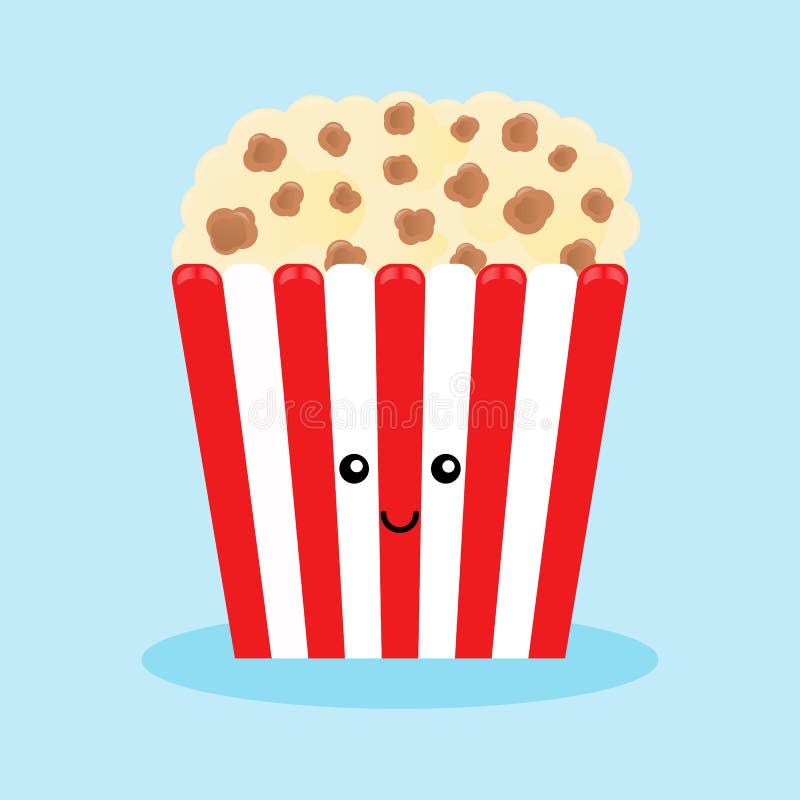 Cute Popcorn Character in a Red Box Stock Vector - Illustration of ...