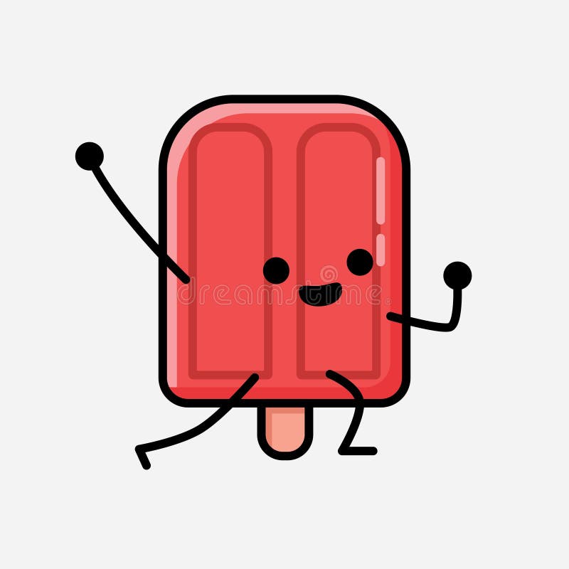 Cute Popsicle Mascot Vector Character in Flat Design Style Stock Vector ...