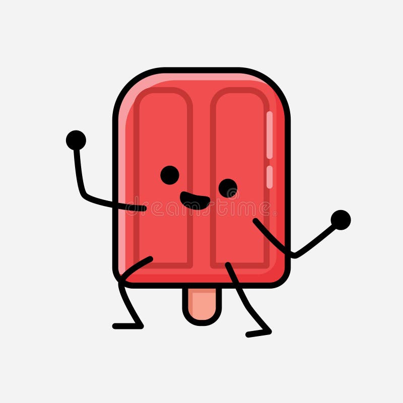 Cute Popsicle Mascot Vector Character in Flat Design Style Stock Vector ...