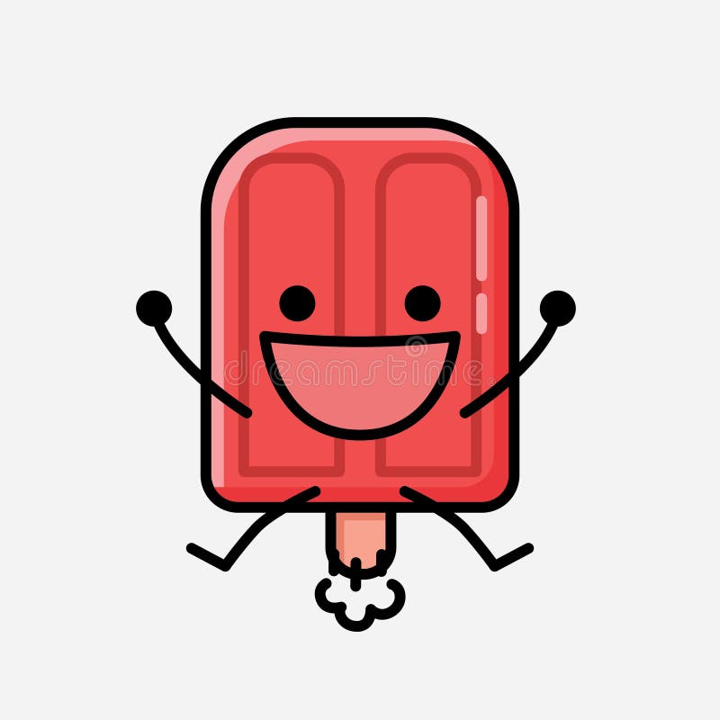 Cute Popsicle Mascot Vector Character in Flat Design Style Stock Vector ...