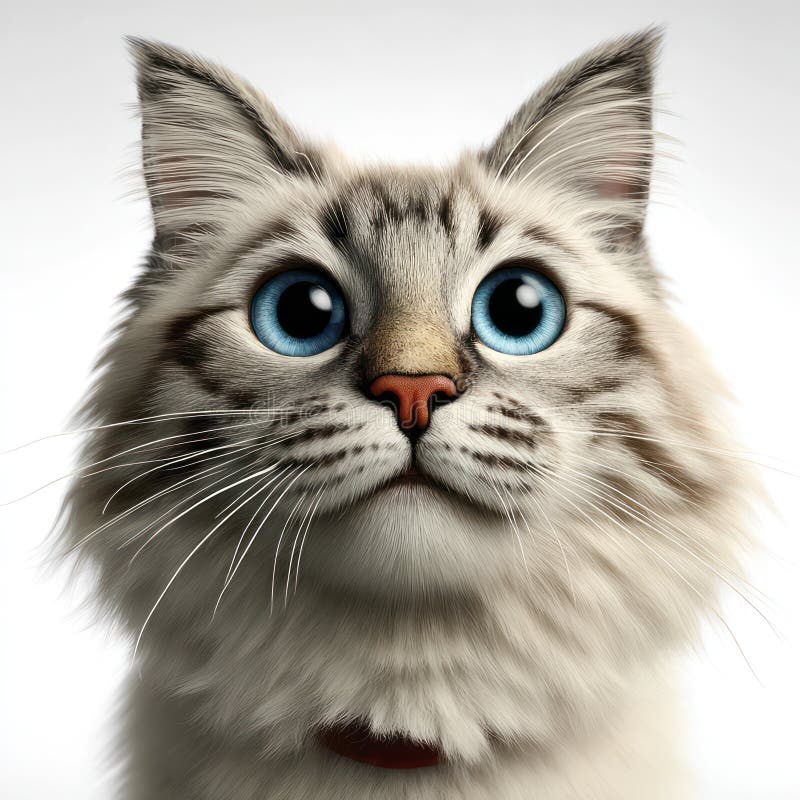 Cute Portrait of a Cat on a White Background Stock Image - Image of ...