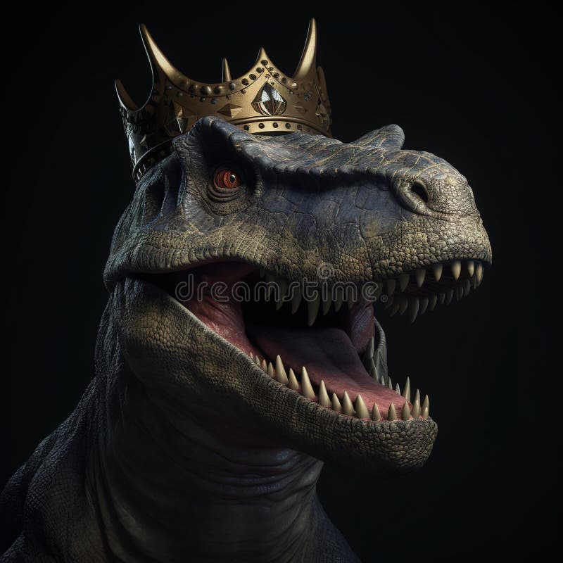 Portrait of a Majestic T Rex with a Crown Generative AI Stock ...