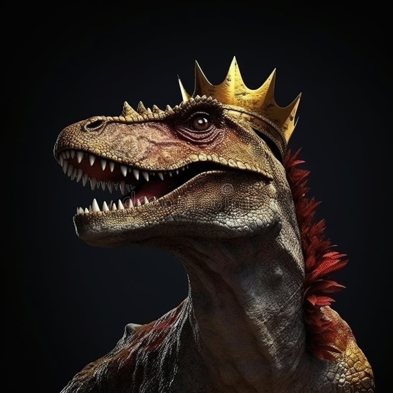 Portrait of a Majestic T Rex with a Crown Generative AI Stock ...