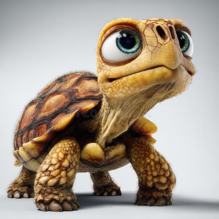 Cute Portrait of a Turtle on a White Background Stock Image - Image of ...