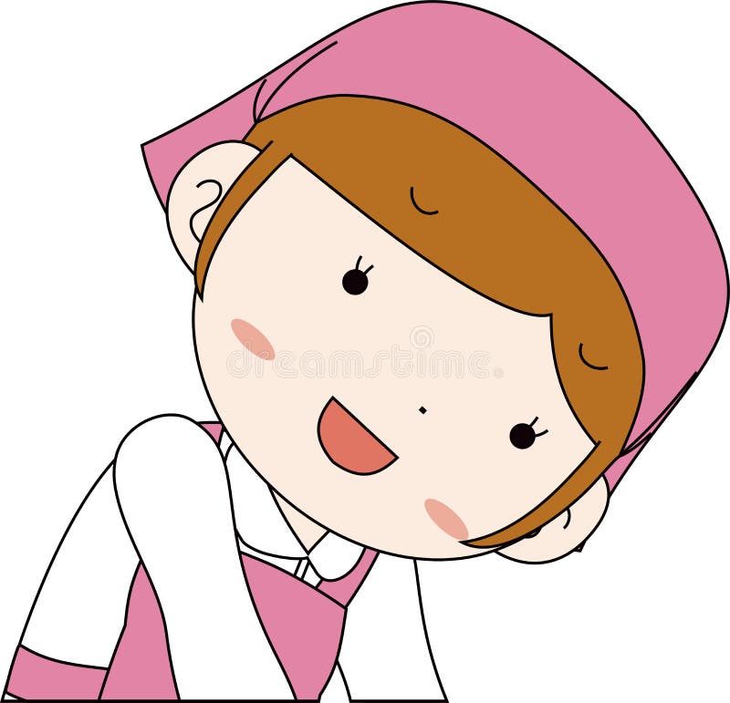 Cute Pose of Female Store Clerk Upper Body Stock Vector - Illustration ...