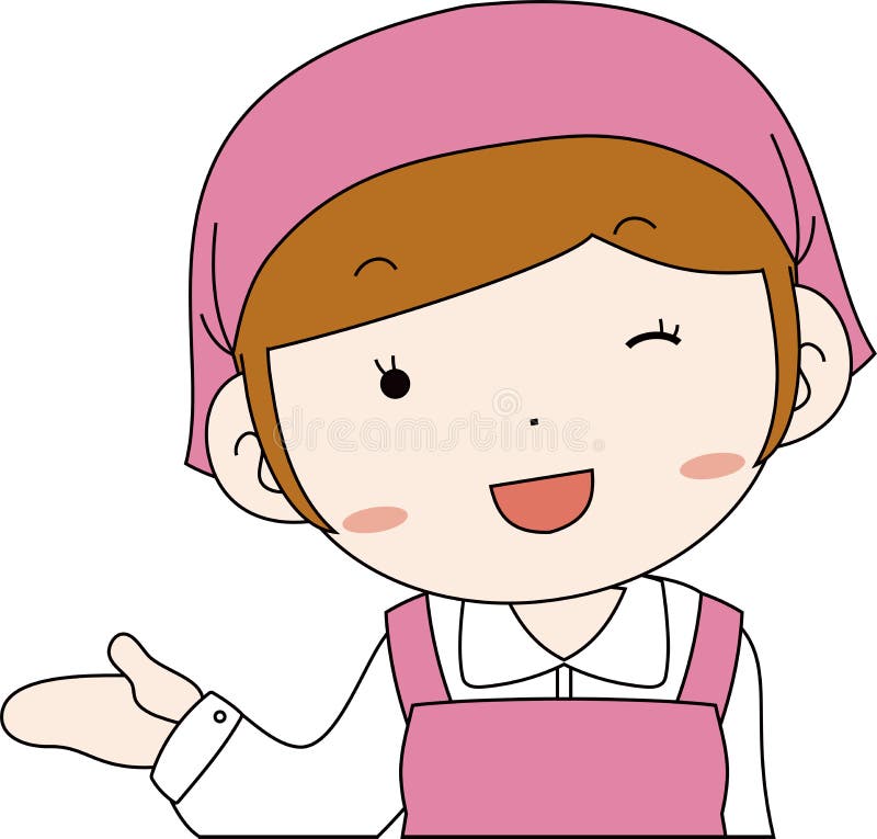 Cute Pose of Female Store Clerk Upper Body Stock Vector - Illustration ...