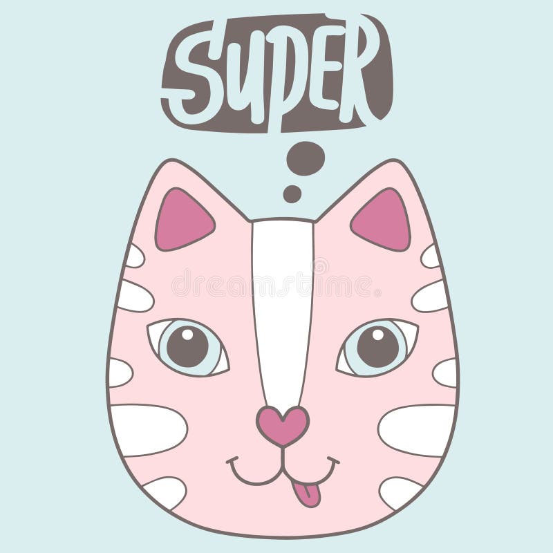 Cute Cat stock illustration. Illustration of card, kitten - 179390509