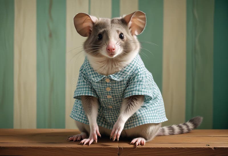 Cute Possum with Cute Outfit in Studio Stock Illustration ...