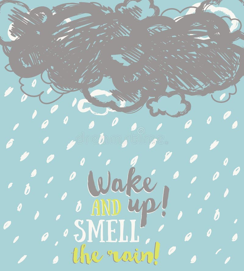 Cute Poster for Raining Day in Hand Drawn Style Stock Vector ...