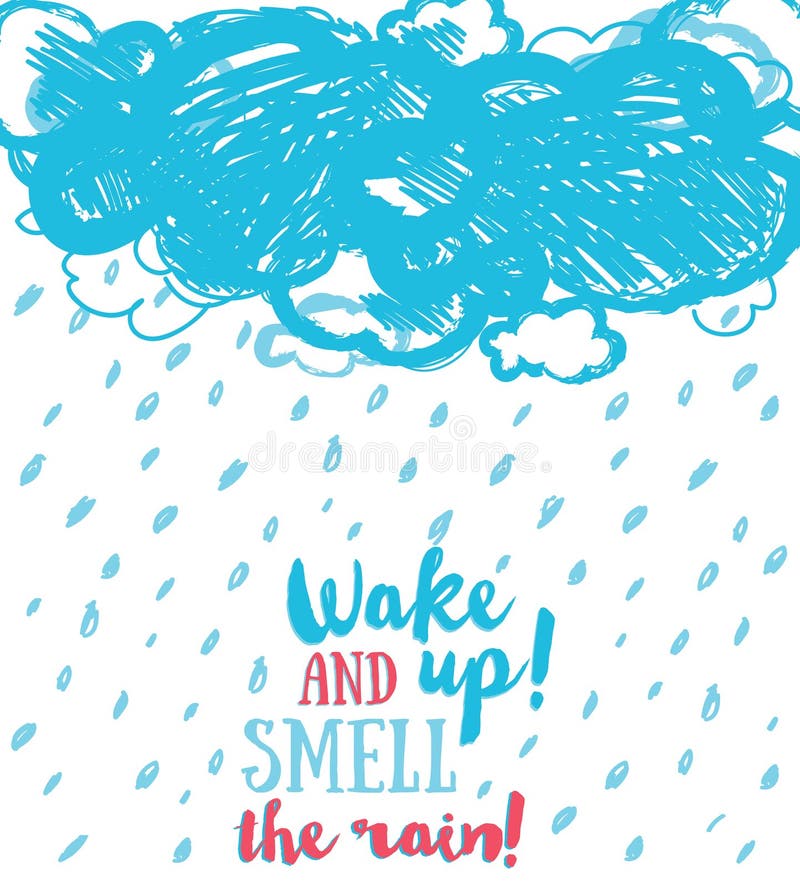 Cute Poster for Raining Day in Hand Drawn Style Stock Vector ...