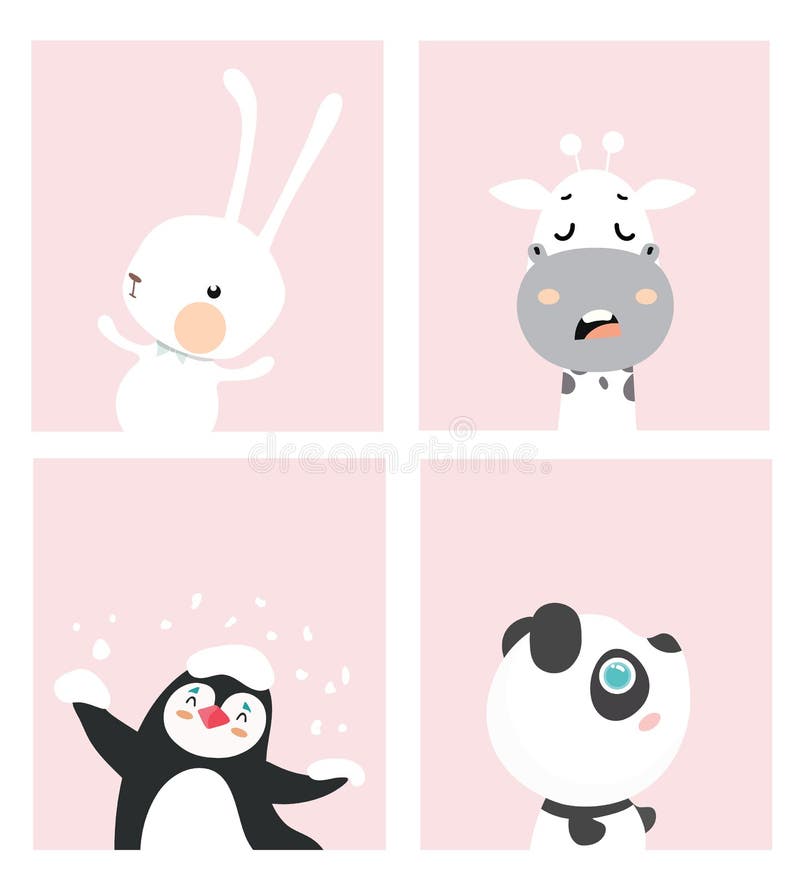 Cute posters with animals stock vector. Illustration of creative ...