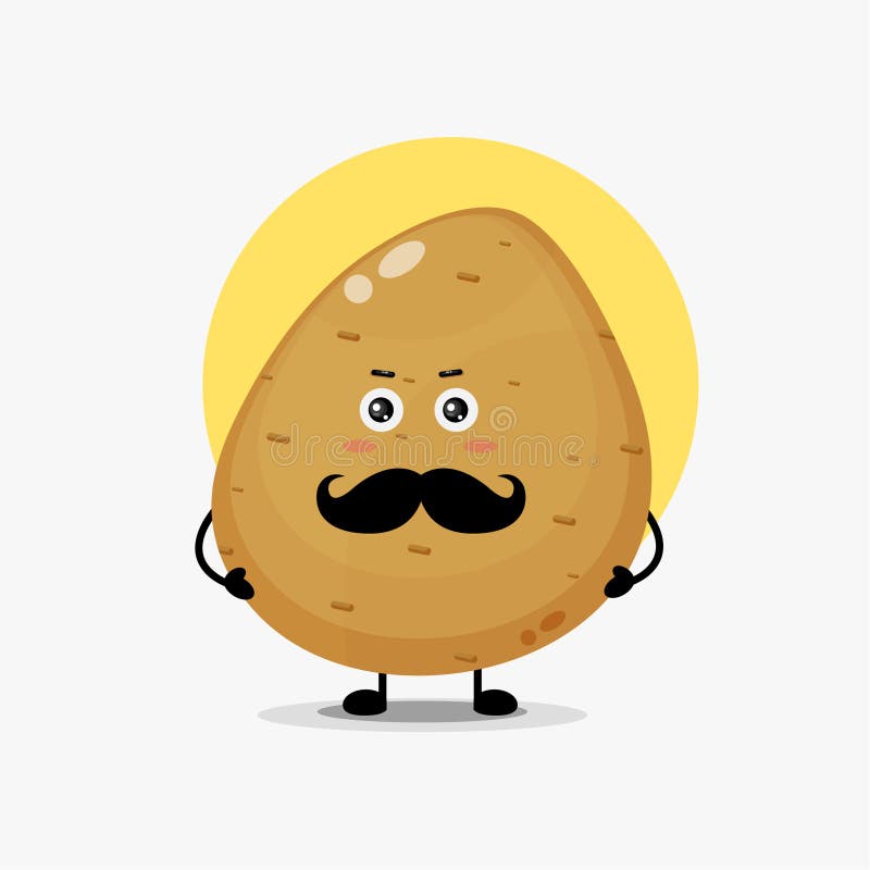 Cute Potato Character with Mustache Stock Vector - Illustration of ...