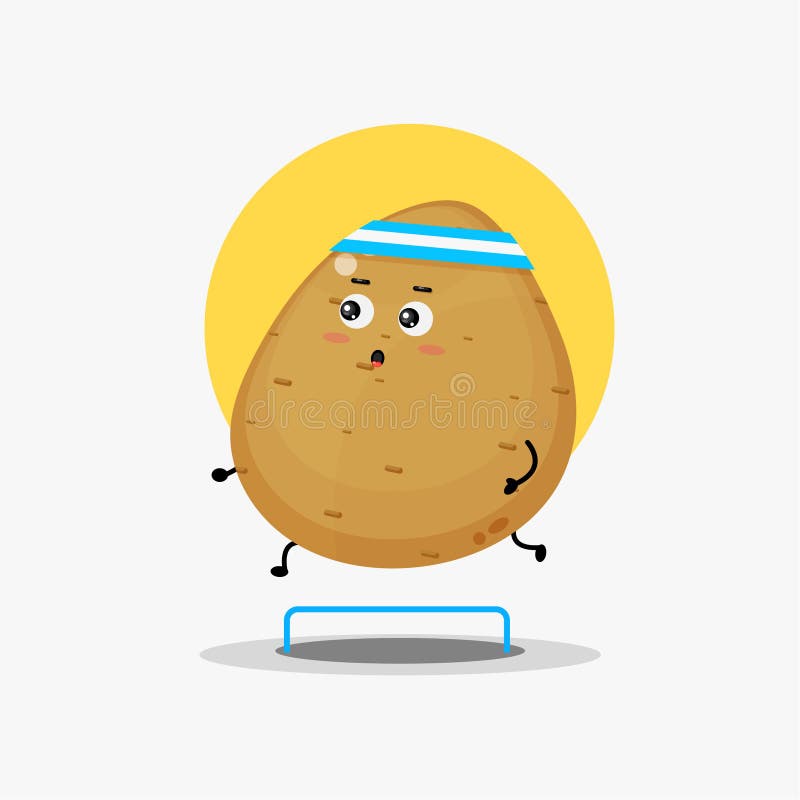 Cute Potato Character with Crying and Tears Emotions, Face, Arms and ...