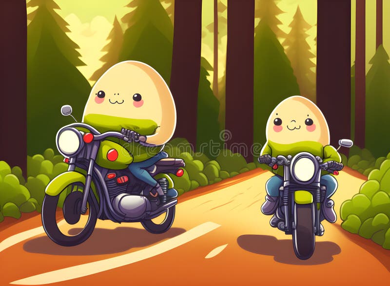 Cute Potato on Motorcycle, Generative AI Illustration Stock Image ...