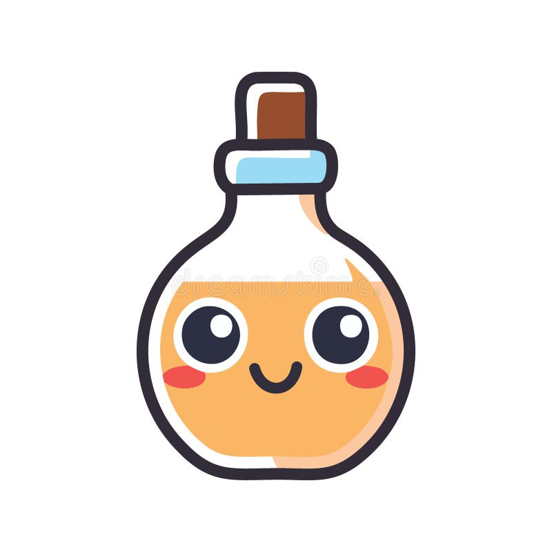 Cute Potion Bottle. Happy Cartoon Potion Bottle with a Cork ...