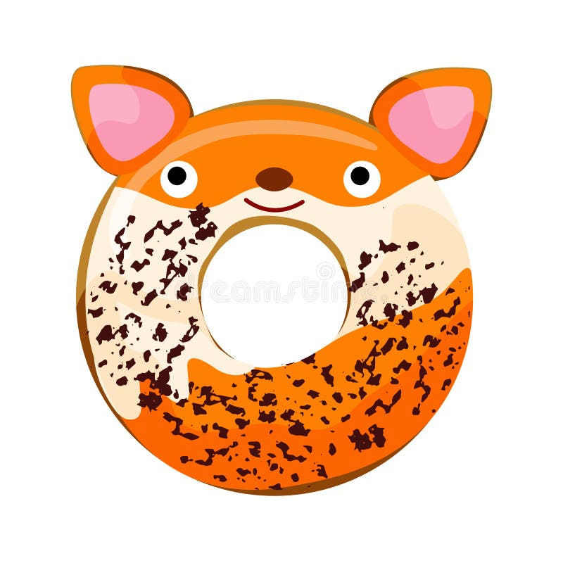 Cute Powdered Fox Donut Ector Illustration Stock Illustration ...