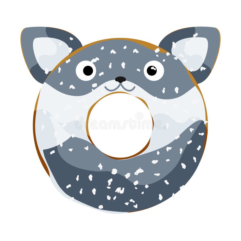 Cute Powdered Wolf Donut Vector Illustration Stock Illustration ...