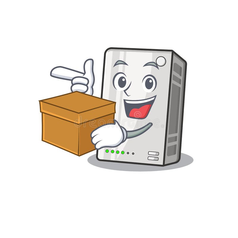 Cute Power Bank Cartoon Character Having a Box Stock Vector ...