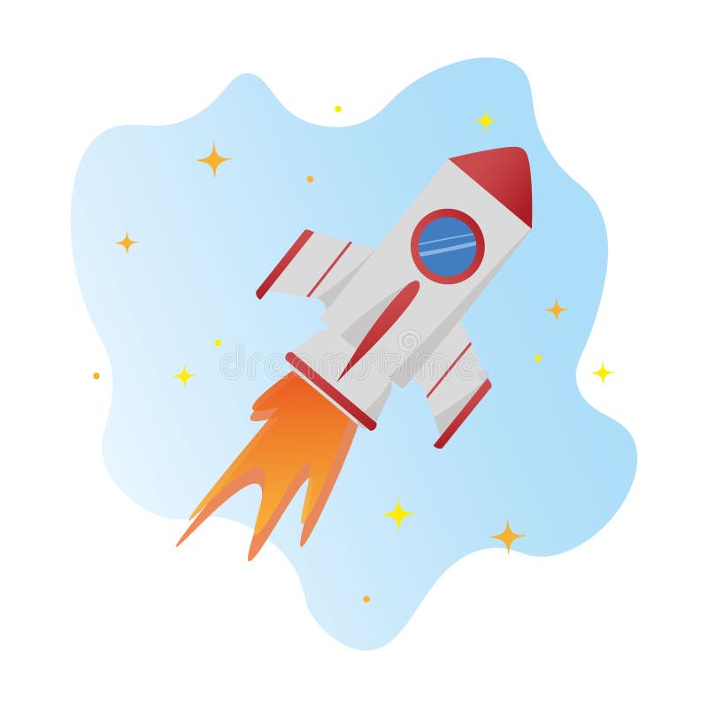 Vector Image Rocket Flies Up into the Sky, Height Stock Vector ...