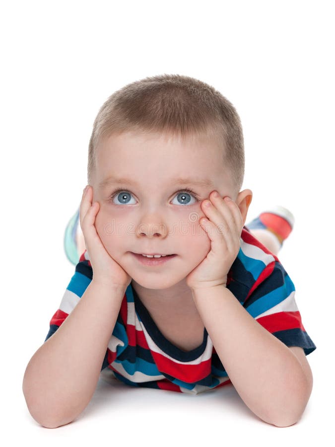 Cute Preschool Boy on the White Stock Image - Image of positivity ...