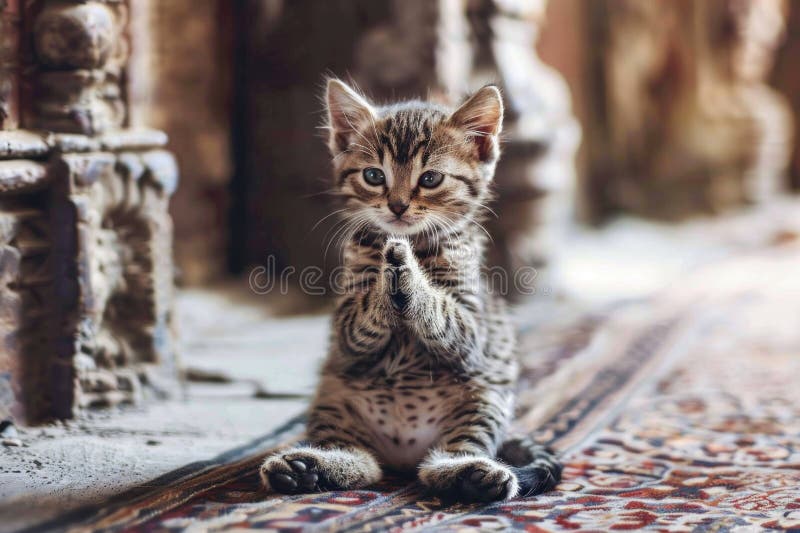 Cute Pretty Cat Doing Yoga Meditation Stock Photo - Image of fitness ...