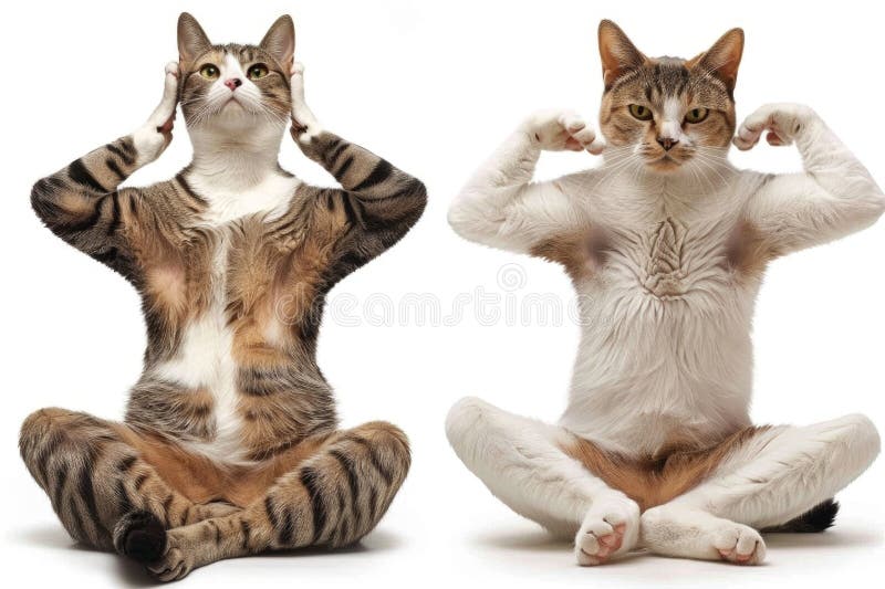 Cute Pretty Two Cats Doing Yoga Exercises Stock Photos - Free & Royalty ...