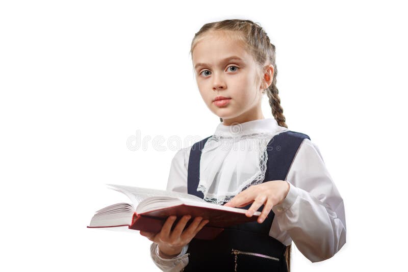 Cute Primary Learner Hold Open Book Copyspace Stock Image - Image of ...