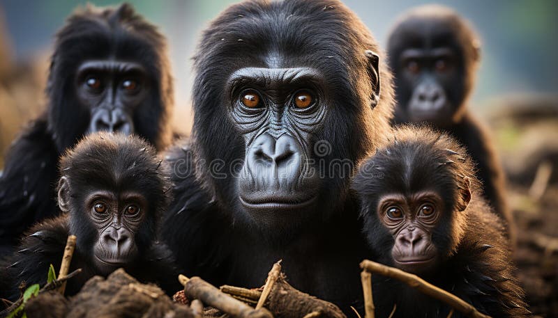 A Cute Primate Sitting in the Forest, Looking at Camera Generated by AI ...