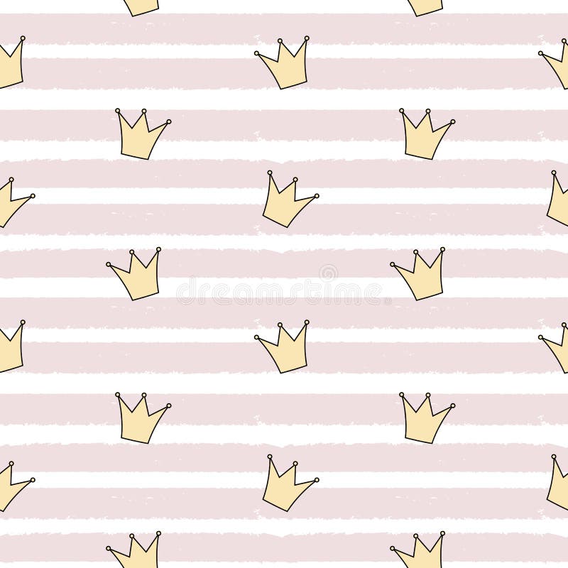 Cute Princess Crown Seamless Pattern Background Vector Illustration ...