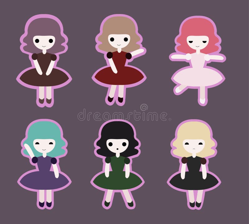 Cute Princess Girls Sticker Set Stock Vector - Illustration of girl ...