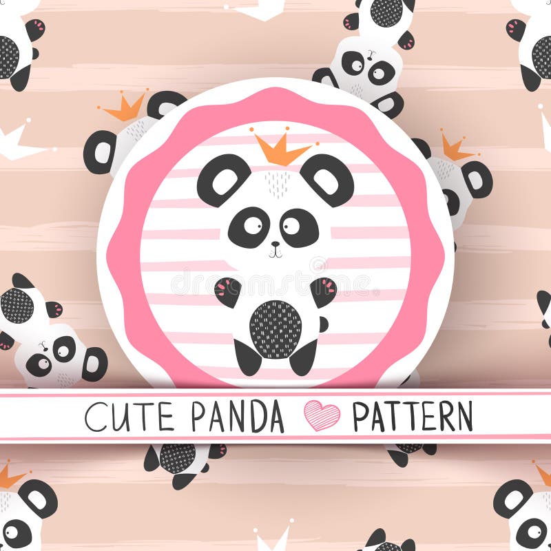 Cute Princess Panda - Seamless Pattern Stock Vector - Illustration of ...