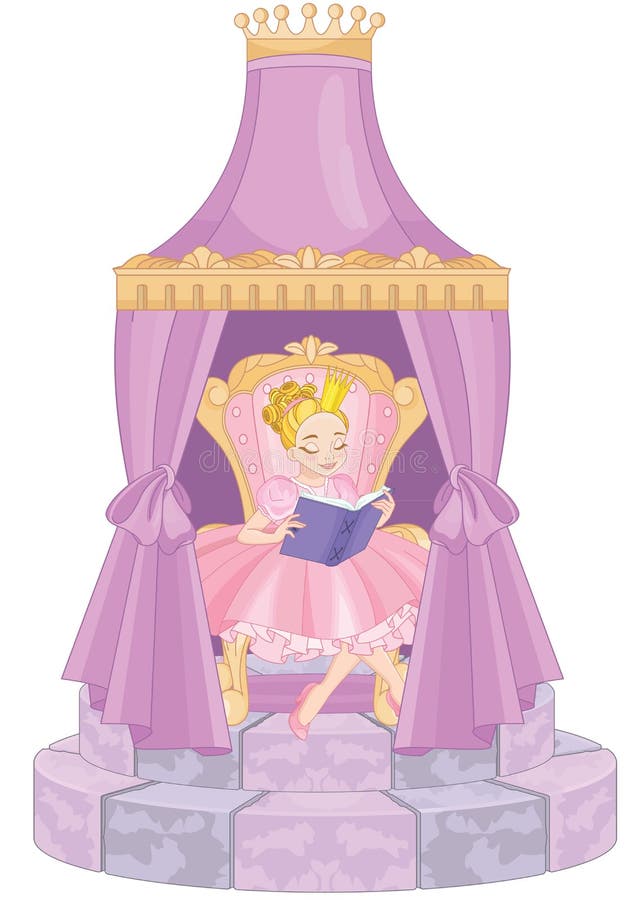 Cute Princess reading book stock vector. Illustration of isolated ...